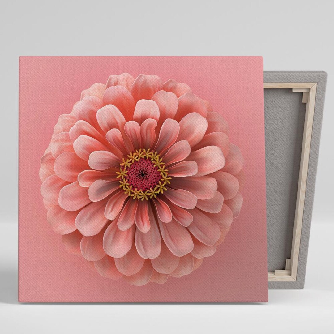 Zinnia Art, Canvas or Poster, Floral Contemporary Decor, Living Room ...