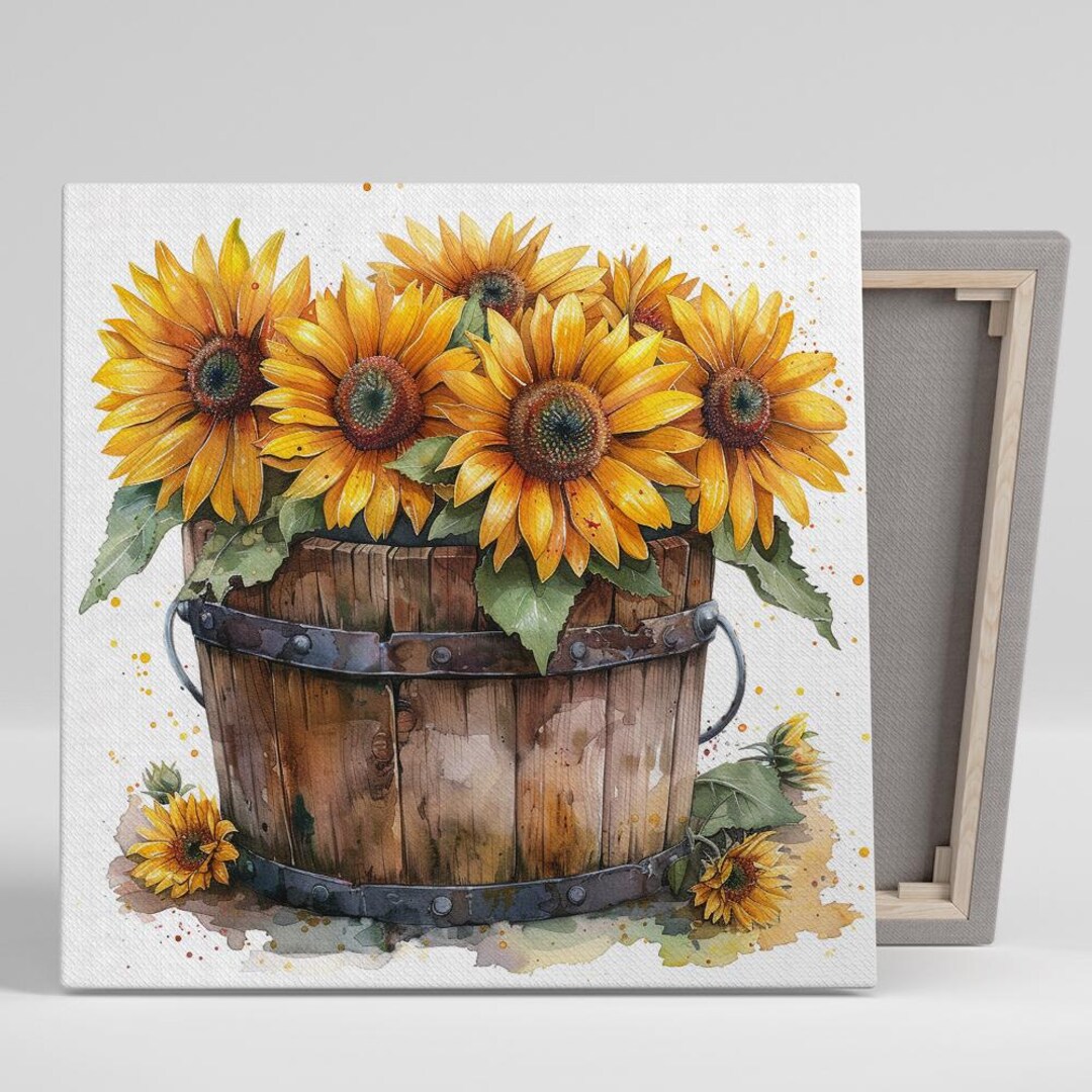 Sunflower Art, Canvas or Poster, Rustic Farmhouse Decor, Living Room ...