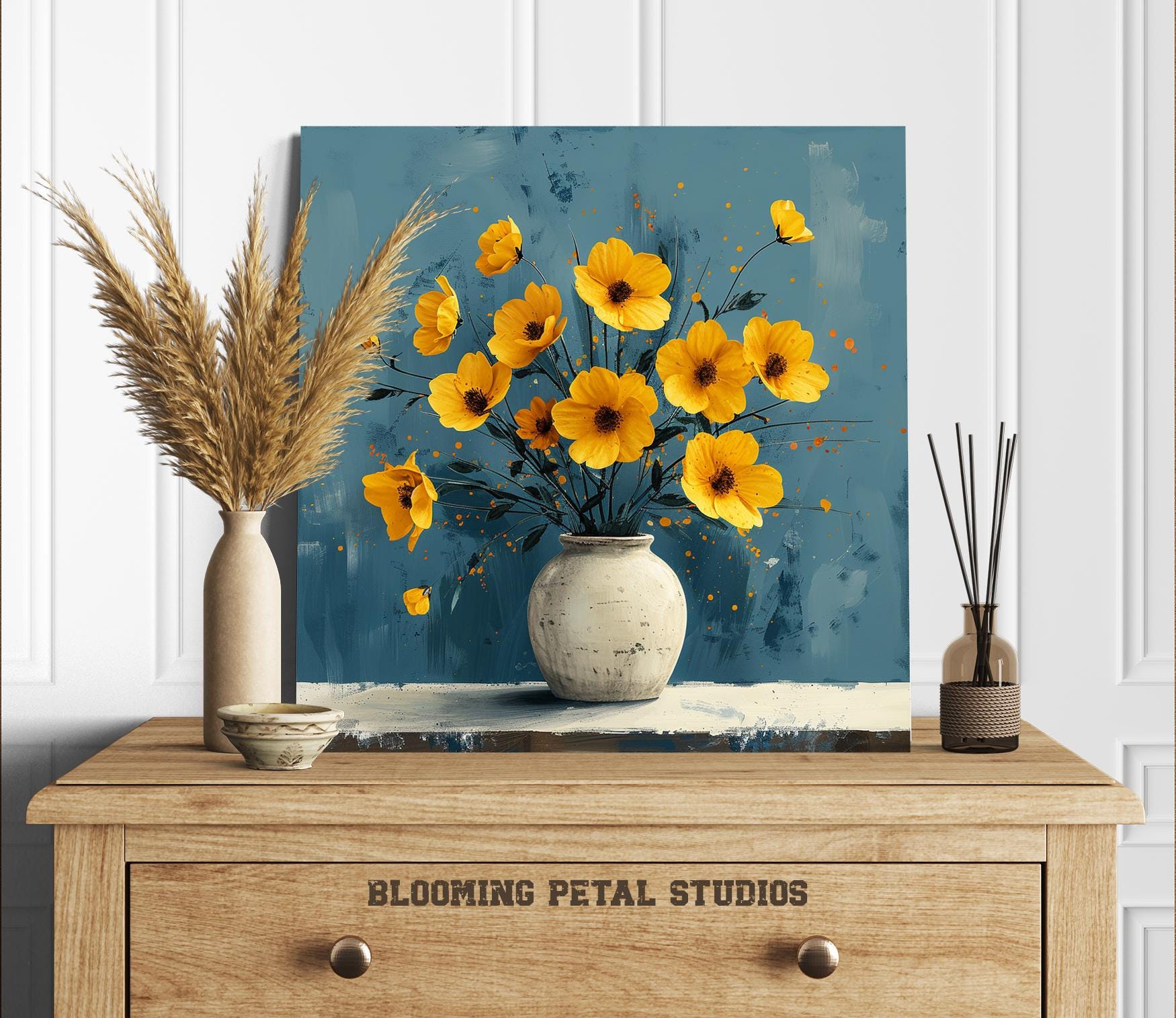 Buttercup Art, Canvas or Poster, Contemporary Floral Decor, Living Room ...