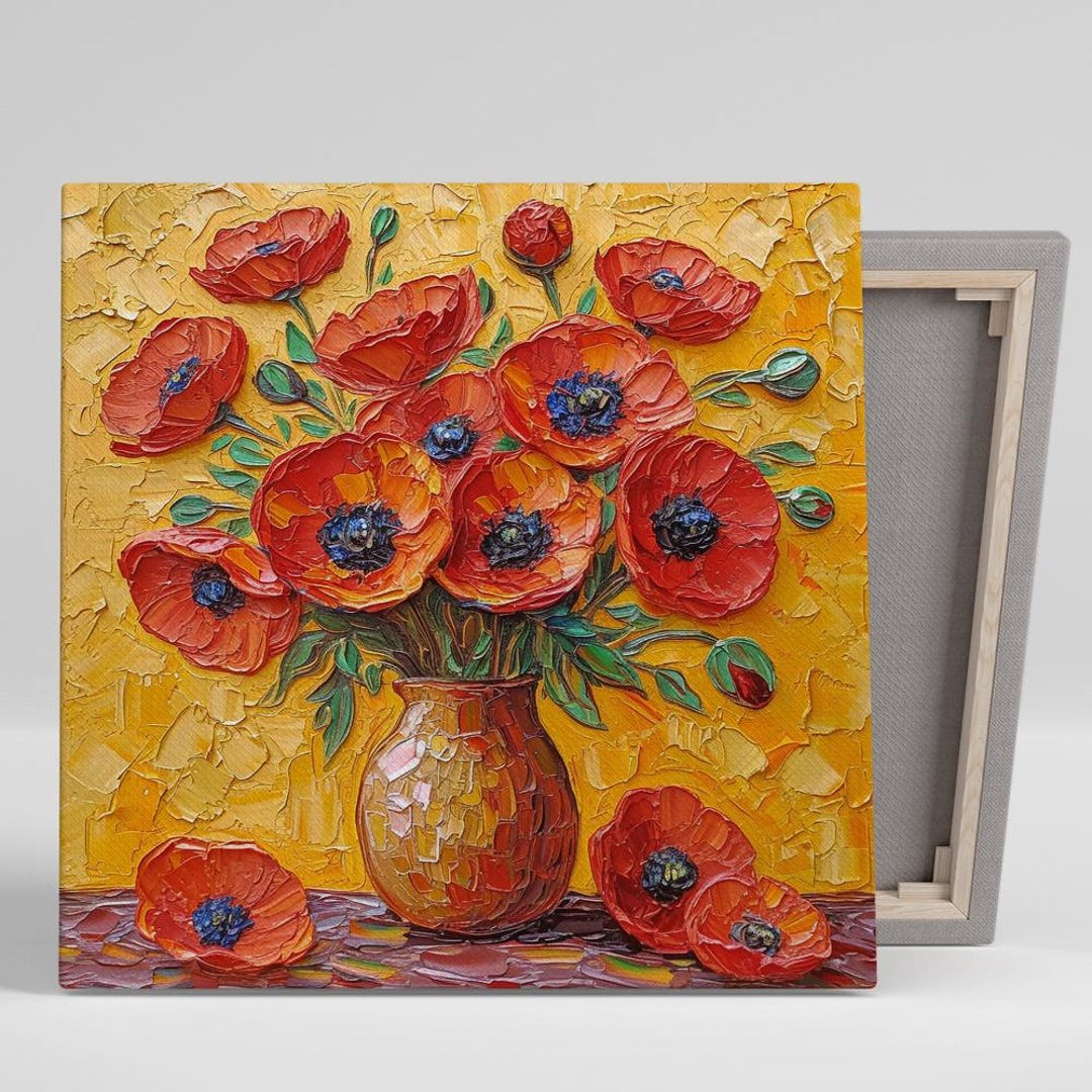 Poppy Wall Art, Canvas or Poster, Contemporary Floral Impressionism ...