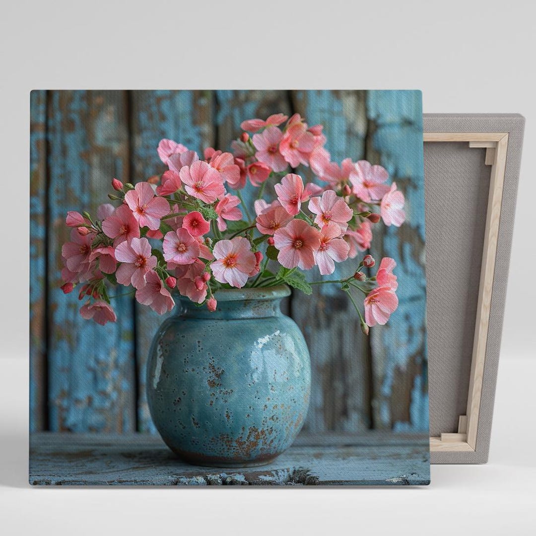 Geranium Art, Canvas or Poster, Rustic Floral Decor, Living Room ...