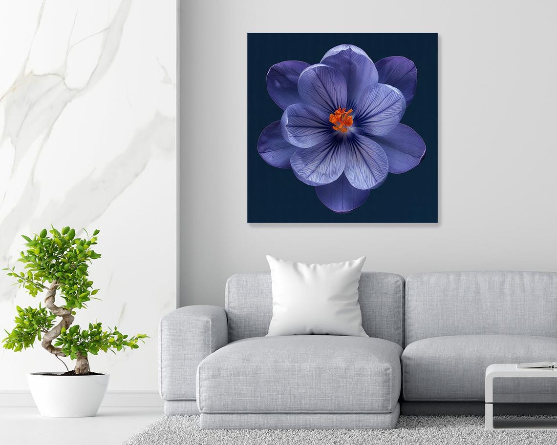 Crocus Wall Art, Canvas or Poster, Floral Minimalism Decor, Bedroom ...