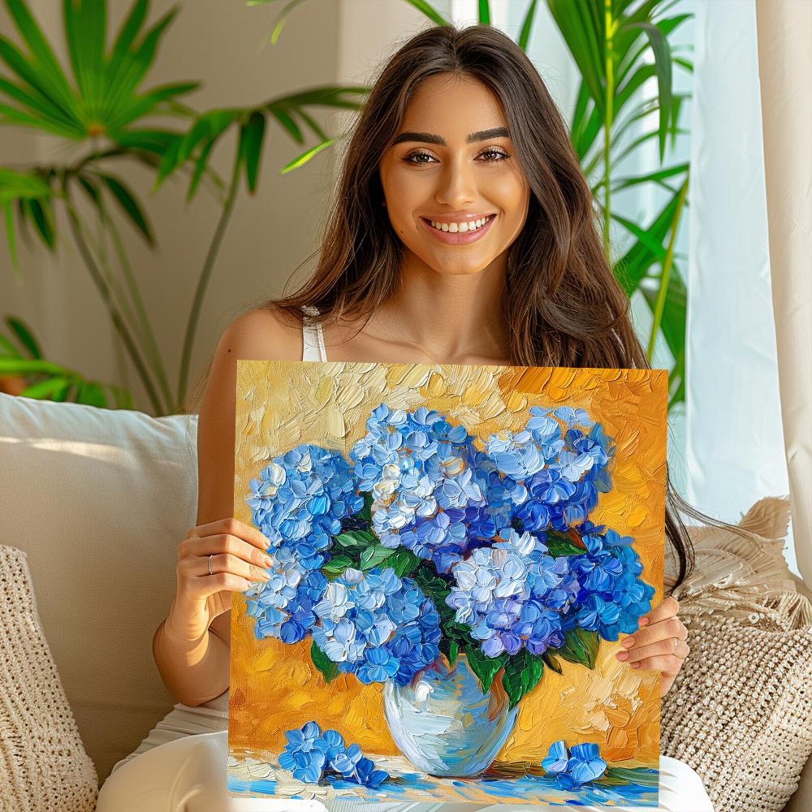 Hydrangea Wall Art, Canvas or Poster, Floral Contemporary Decor, Living ...
