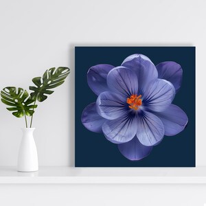 Crocus Wall Art, Canvas or Poster, Floral Minimalism Decor, Bedroom ...