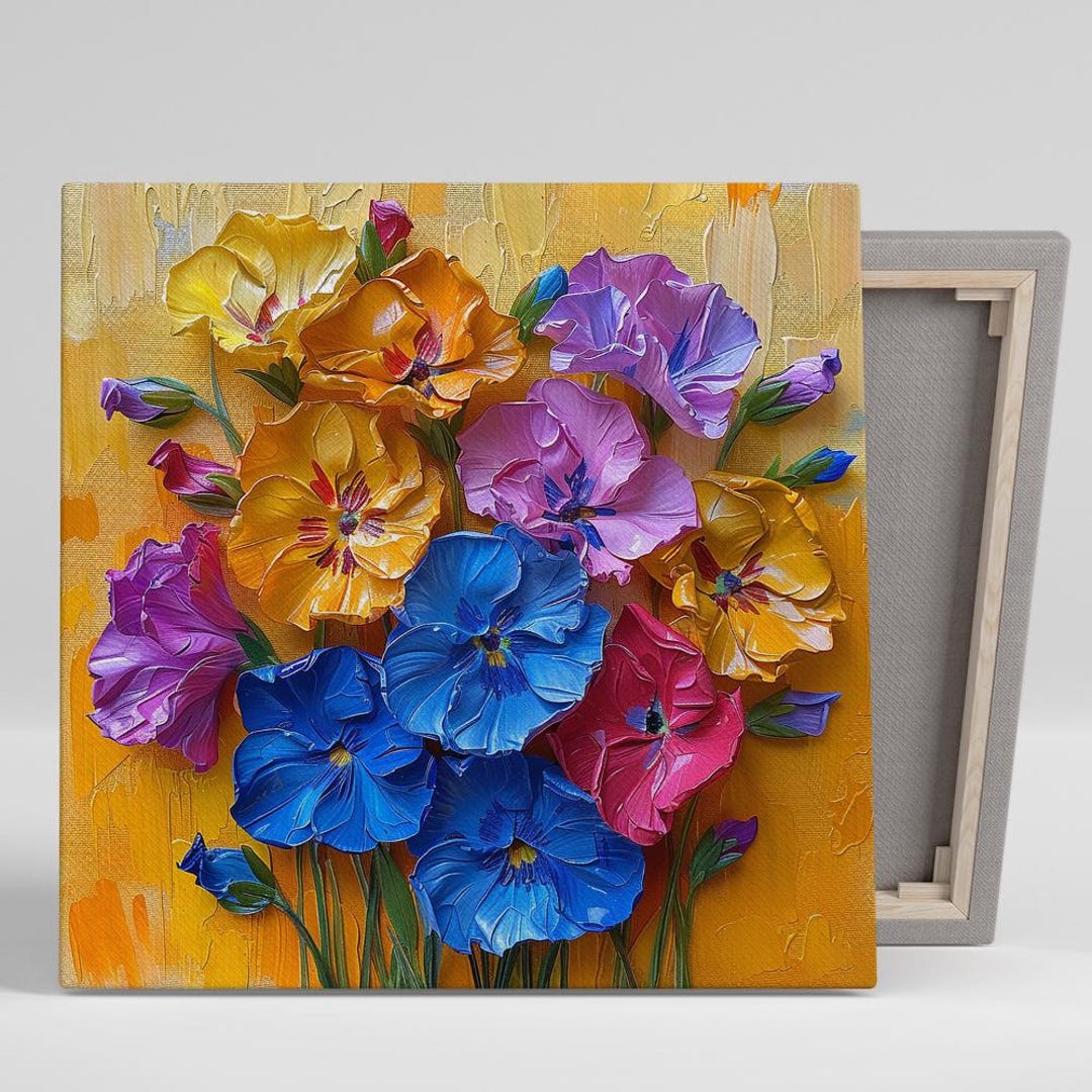Pansy Art, Canvas or Poster, Floral Contemporary Glam Decor, Living ...