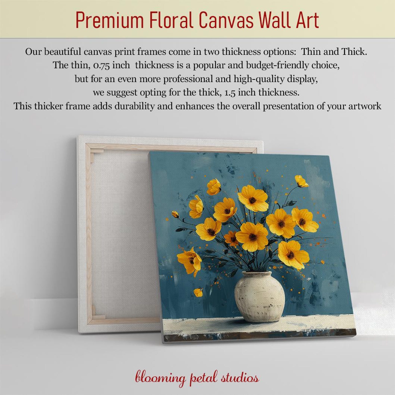 Buttercup Art, Canvas or Poster, Contemporary Floral Decor, Living Room ...