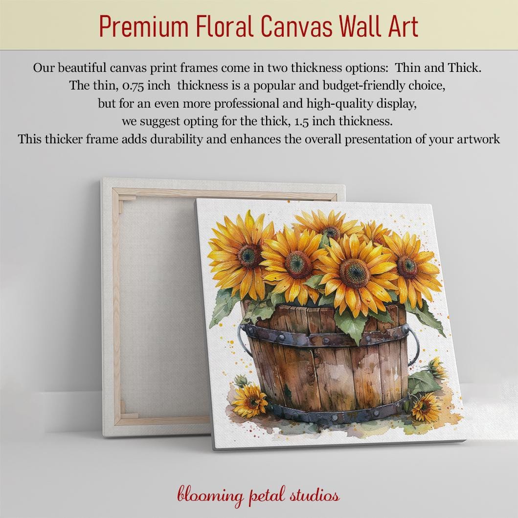 Sunflower Art, Canvas or Poster, Rustic Farmhouse Decor, Living Room ...