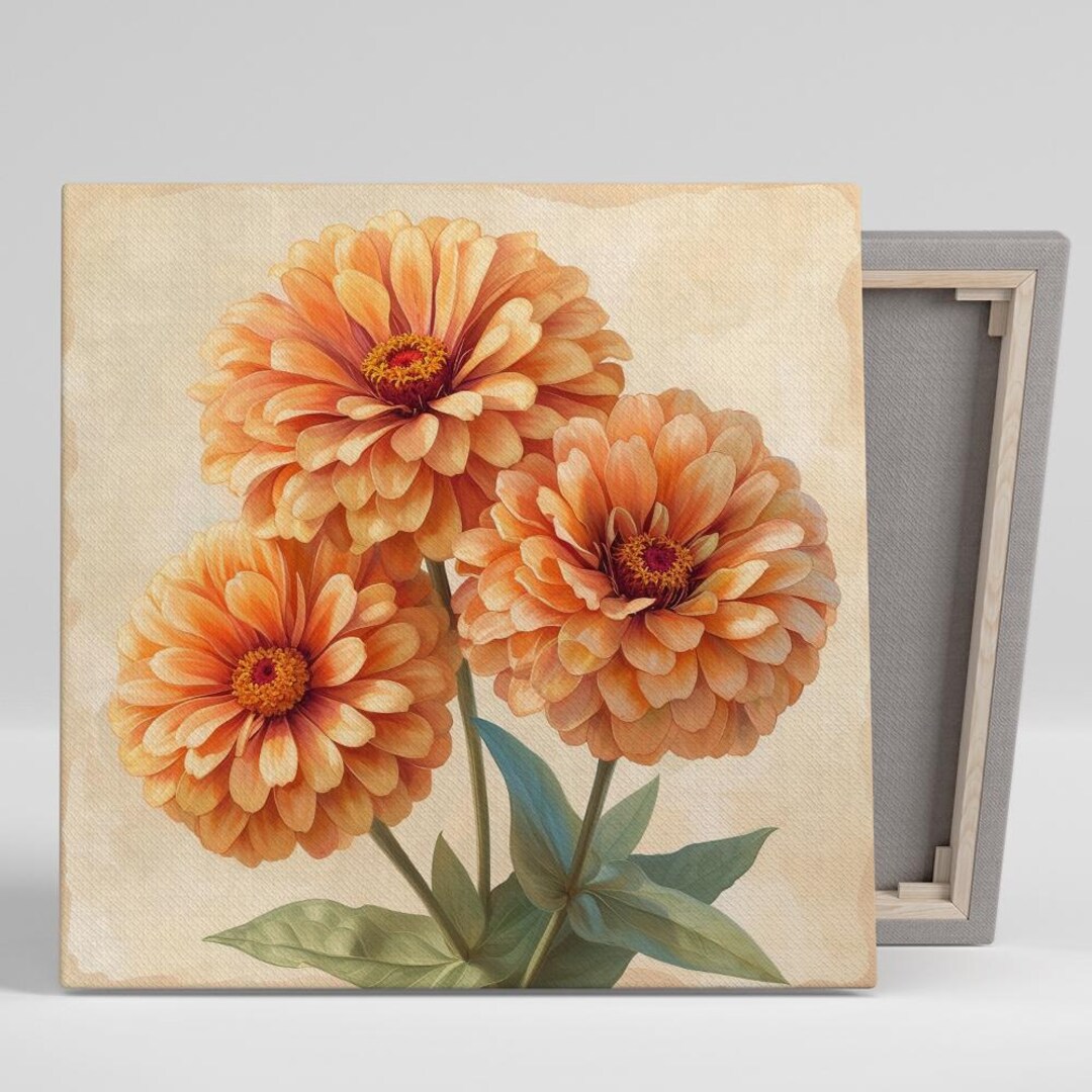 Zinnia Wall Art, Canvas or Poster, Floral Still Life Decor, Shabby Chic ...