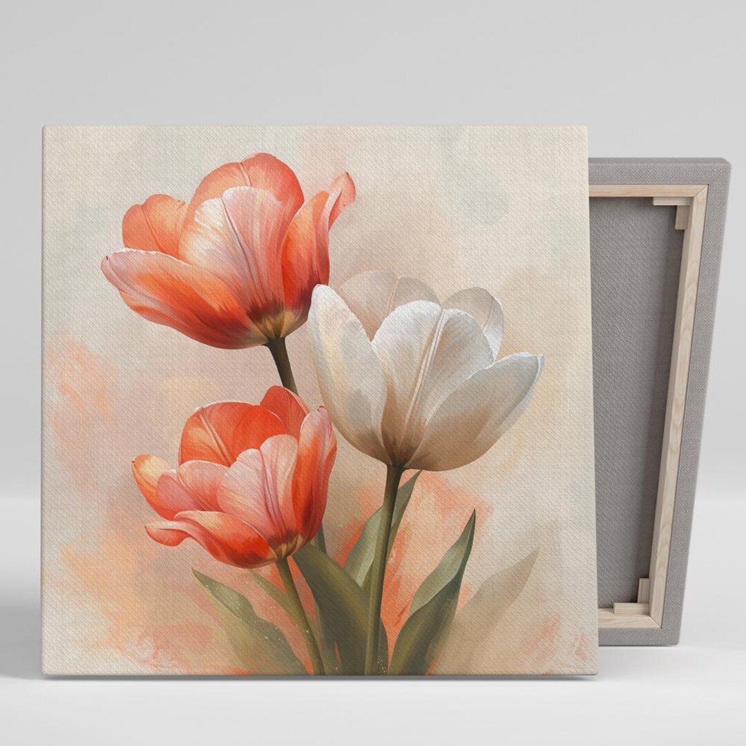 Tulip Wall Art, Canvas or Poster, Floral Contemporary Decor, Living ...