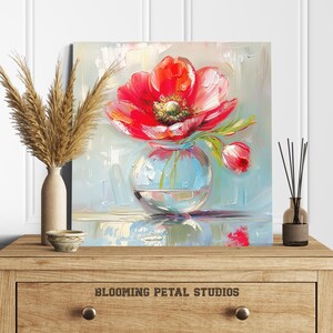Poppy Art, Canvas or Poster, Floral Contemporary Decor, Living Room ...