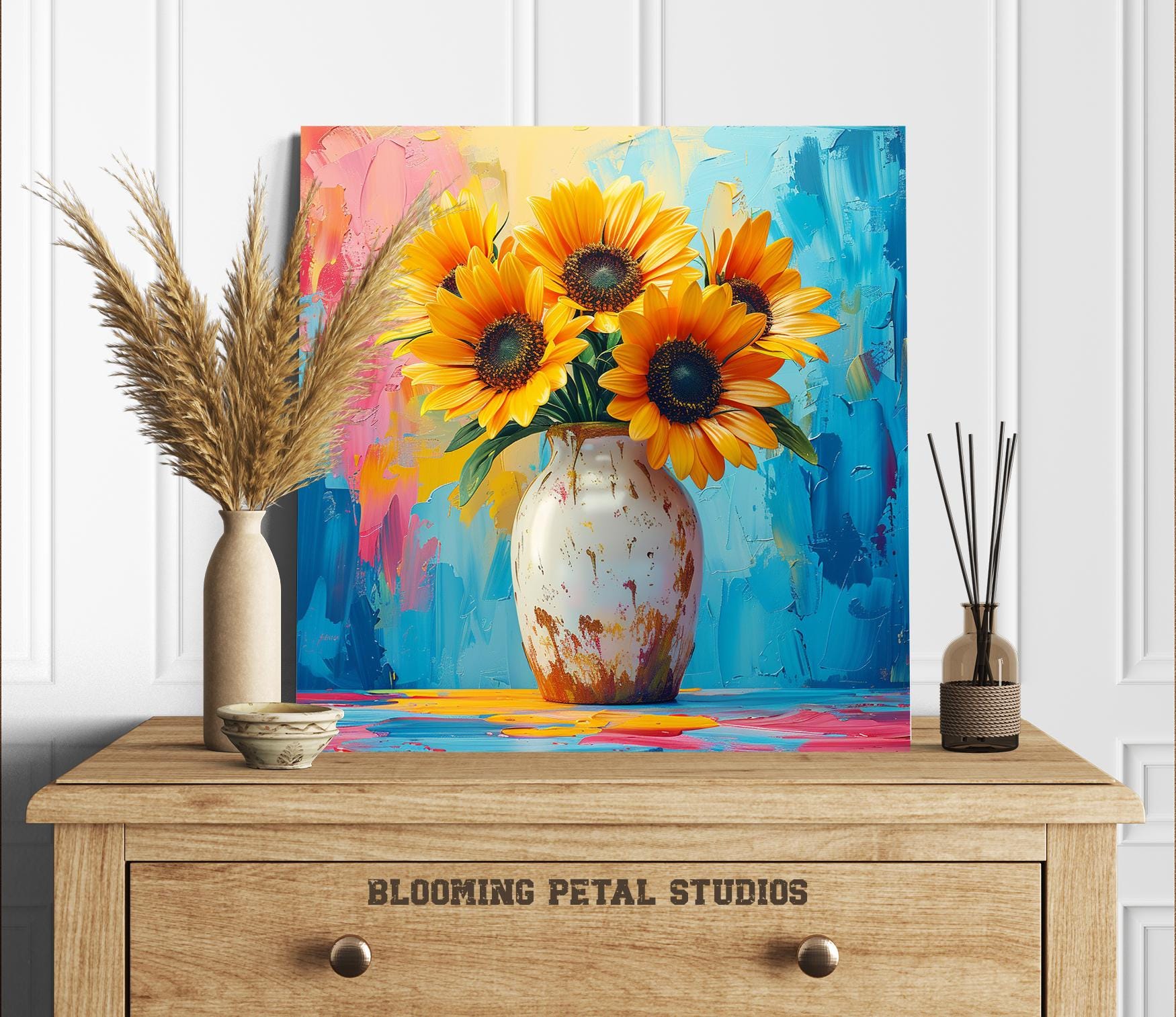Sunflower Wall Art, Canvas or Poster, Floral Modern Decor, Living Room ...