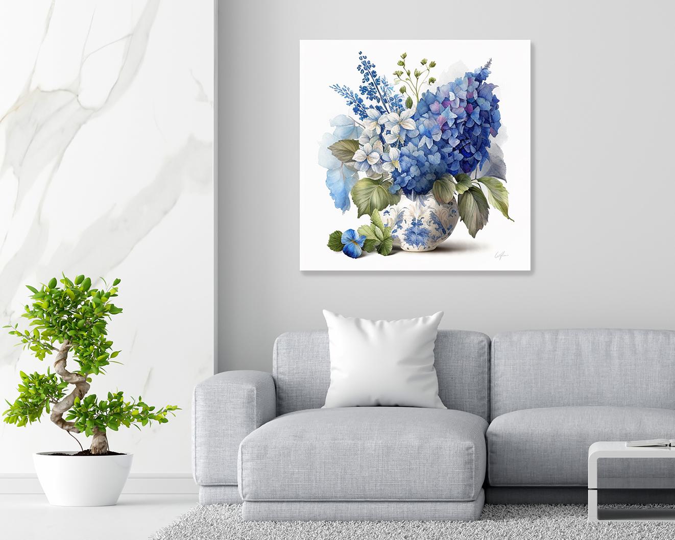 Hydrangea Wall Art, Canvas or Poster, Floral Contemporary Decor, Living ...