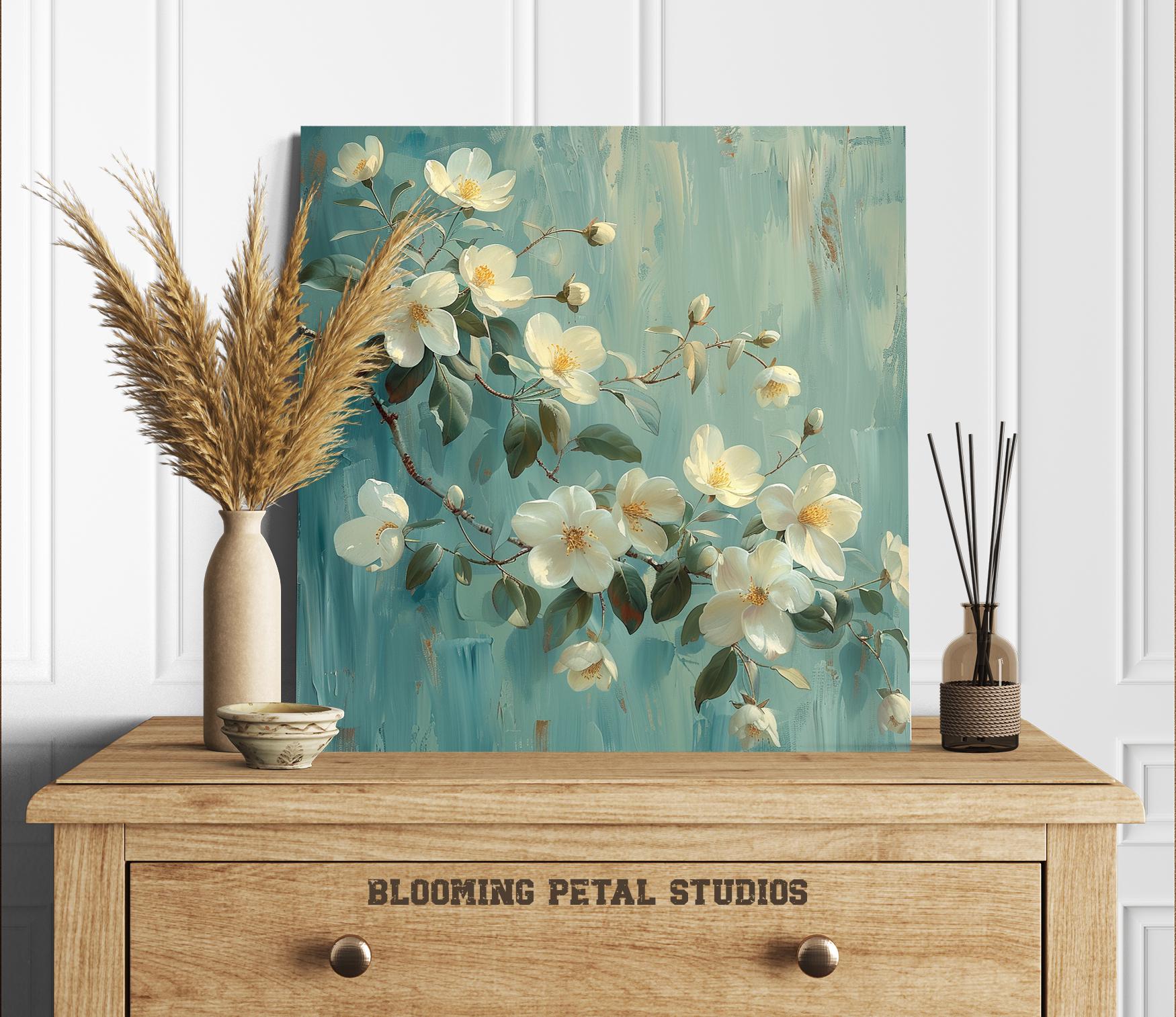 Jasmine Art, Canvas or Poster, Floral Contemporary Decor, Living Room ...