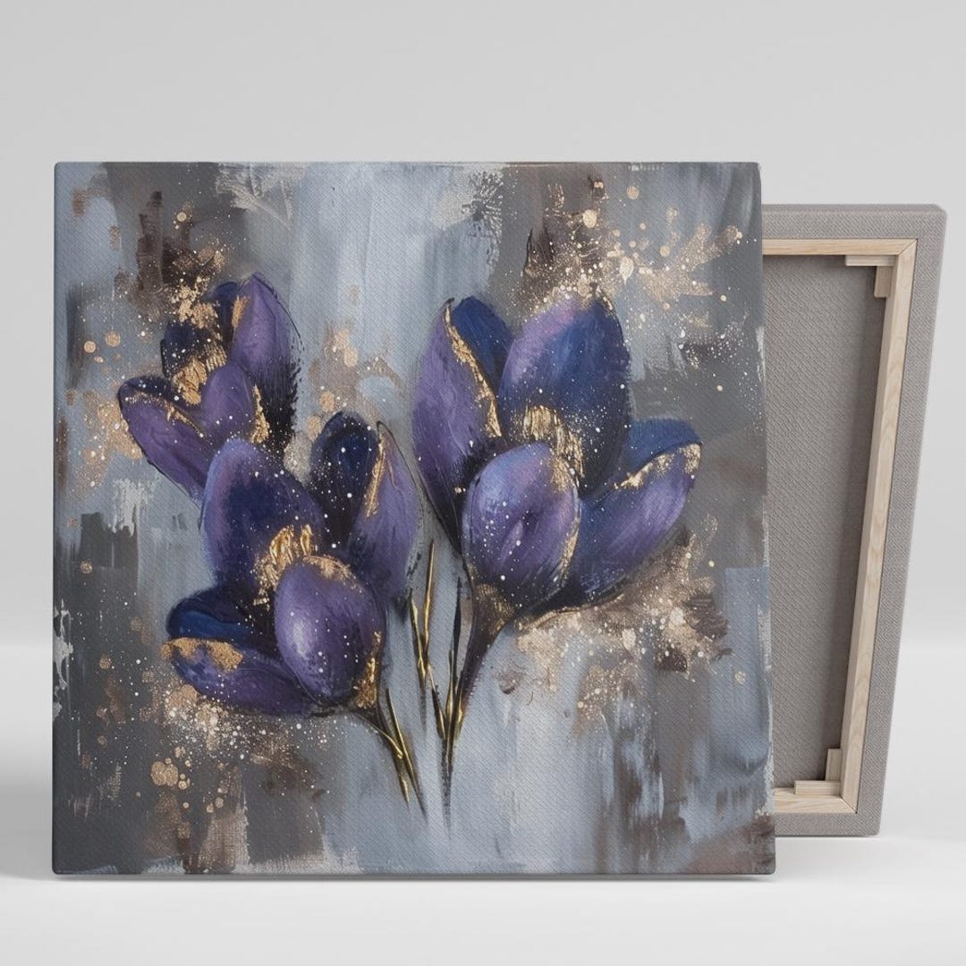 Crocus Wall Art, Canvas or Poster, Contemporary Floral Glam Decor ...