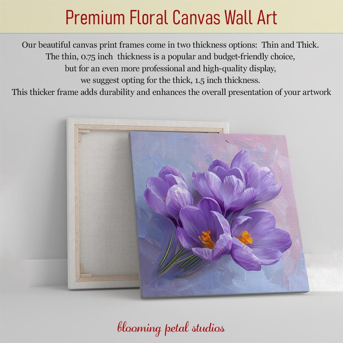 Crocus Bloom Art, Canvas or Poster, Floral Contemporary Decor, Living ...