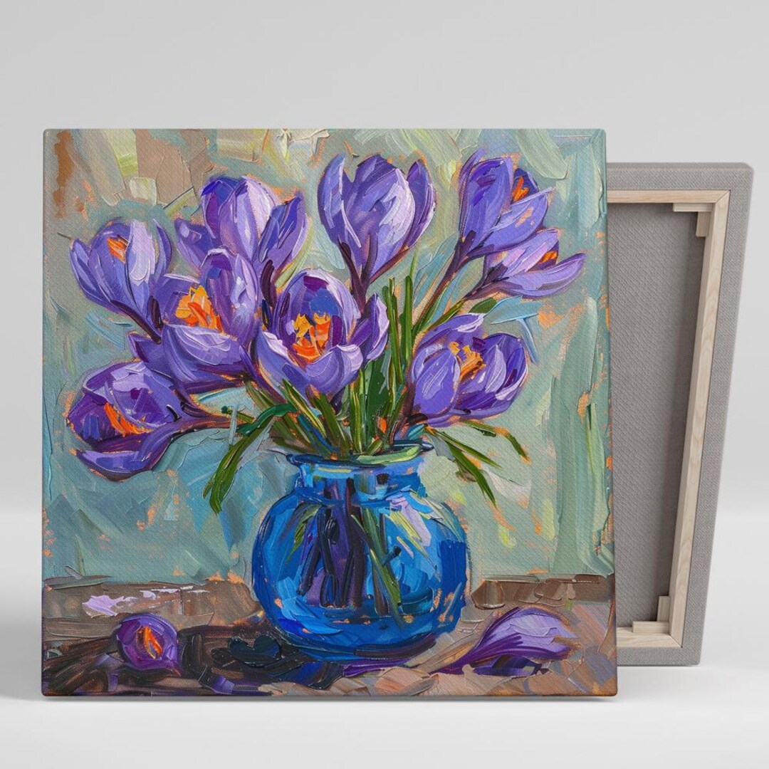 Crocus Bloom Wall Art, Canvas or Poster, Contemporary Floral Decor ...