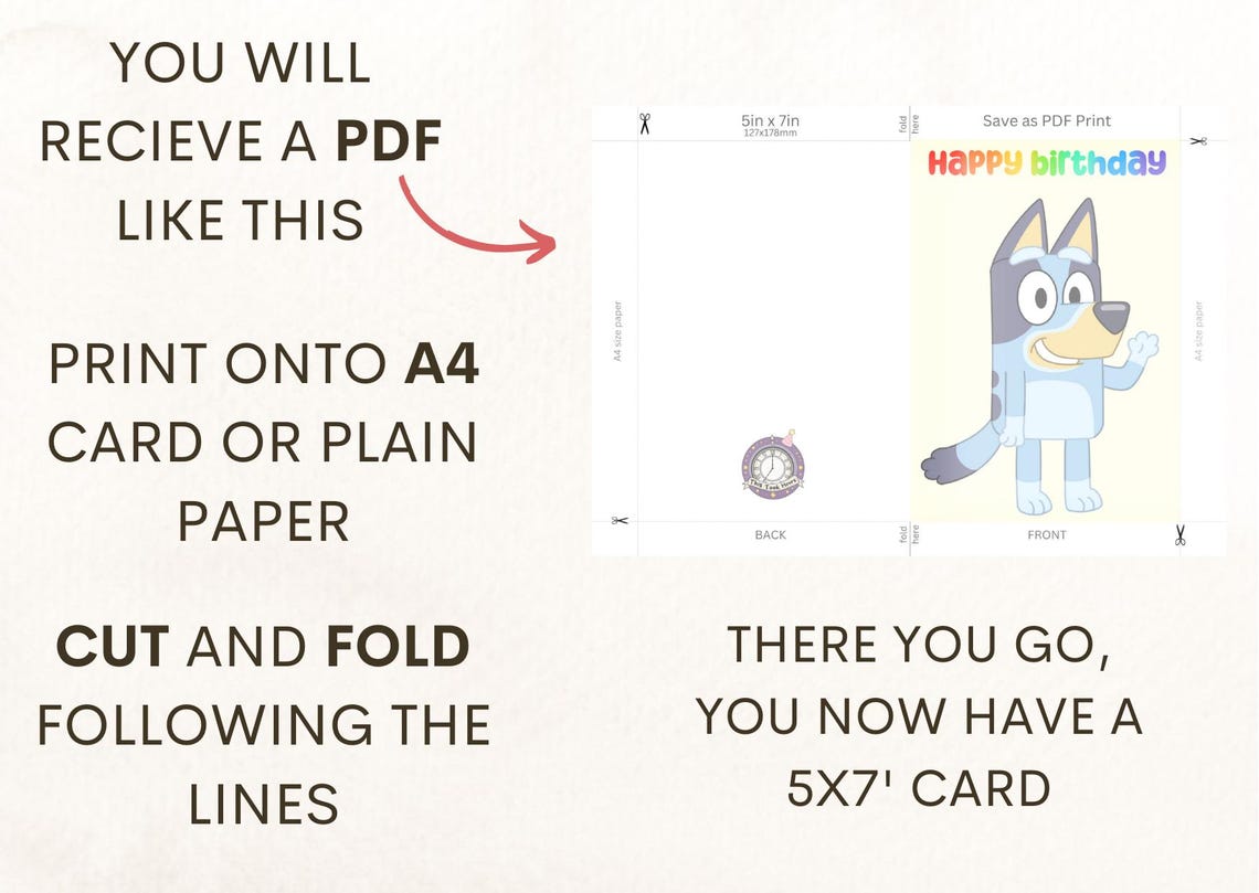 Bluey - DIGITAL Download - Printable Birthday Card Featuring Bluey ...