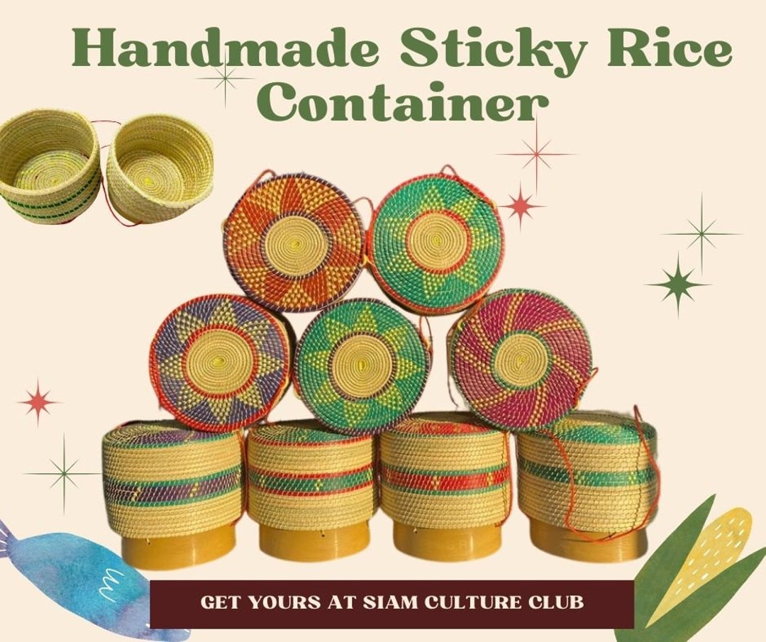 Thai Sticky Rice Container kratib L Handmade by Local Granny - Etsy