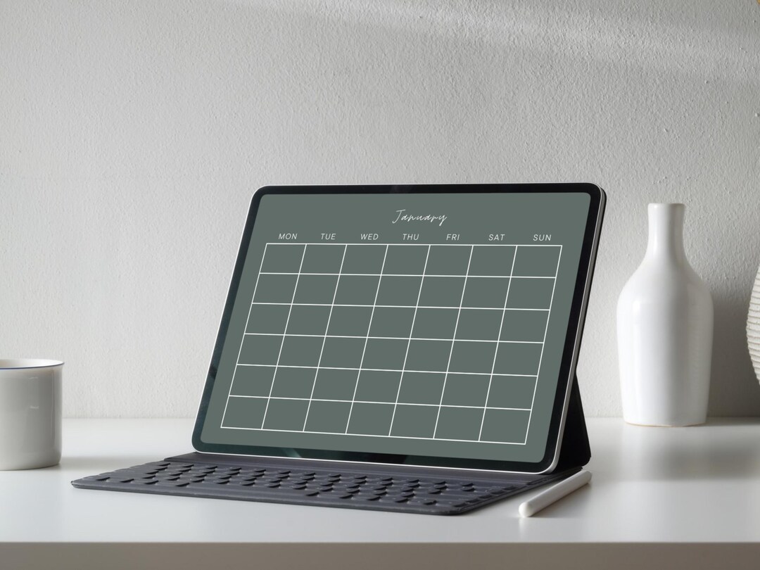 Forest Green Monthly Printable Calendar, Monthly Planner - Etsy