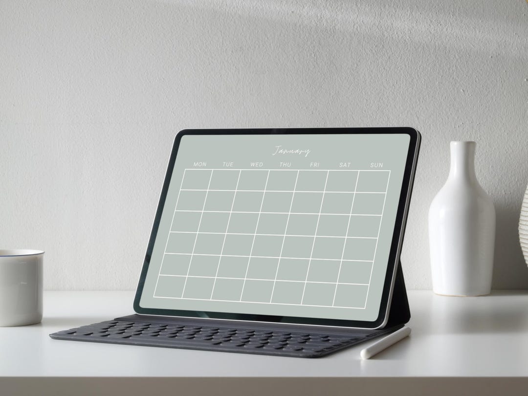 Sage Green Monthly Printable Calendar, Monthly Planner - Etsy