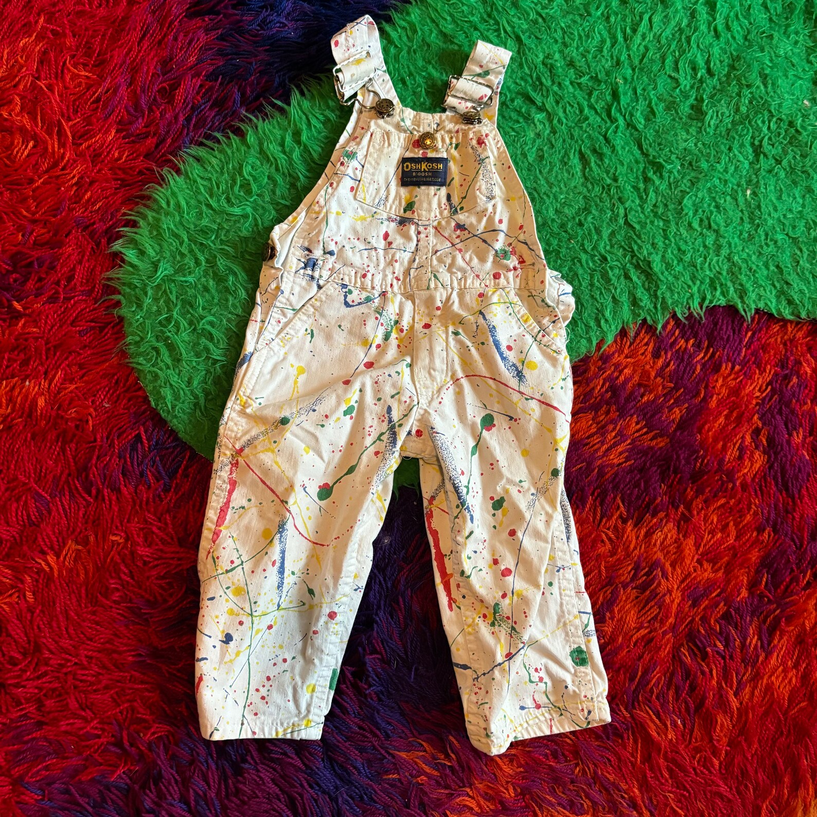 Vtg 80s OSHKOSH B'gosh PAINT SPLATTER Overalls // Vintage Size 2T Made ...
