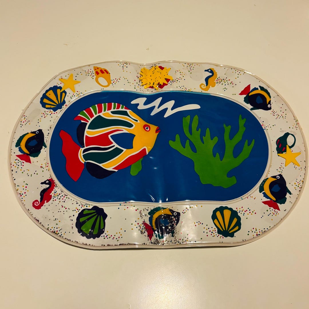 Vtg 80s SEAHORSE Dinner PLACE MATS : Vintage Sparkly Sea Life Aqua Fish ...