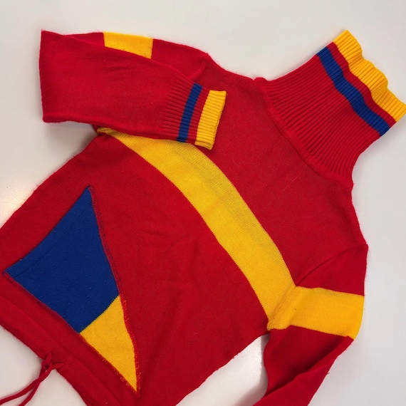 vtg kids 70s COLOR BLOCK SWEATER // vintage size 4/5 … - Gem