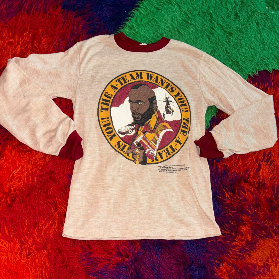 Vtg 80s A TEAM MR. T Shirt // Vintage Youth Large 12-14 Long Sleeve ...