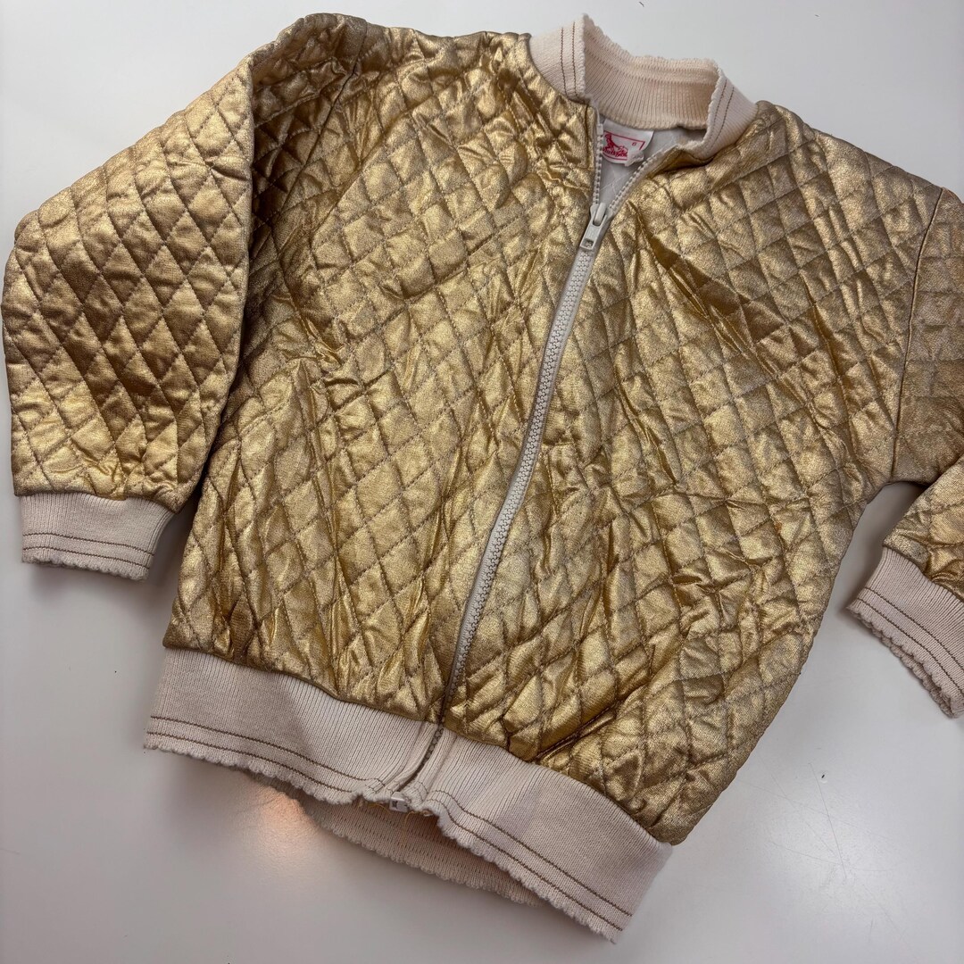 Vtg Kids 80s QUILTED GOLD QUILTED Jacket / Vintage Buster Brown Size 6 ...