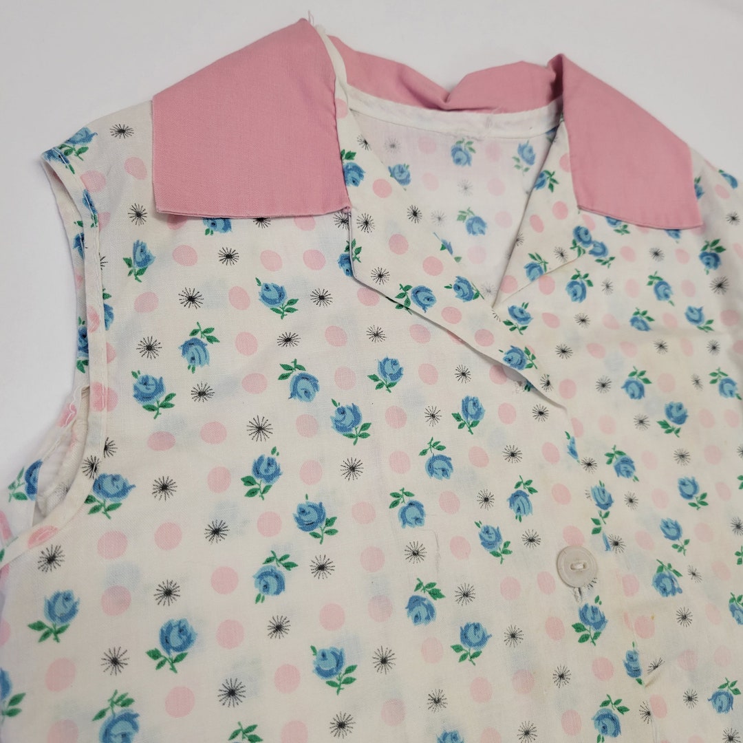 Vtg 50s BLUE ROSES TOP // Vintage Kids Size 4 T Toddler 1940s Cotton ...