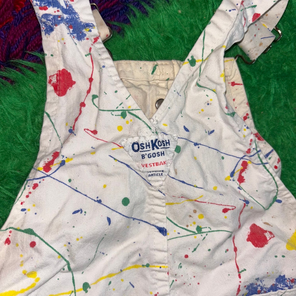 Vtg 80s OSHKOSH B'gosh PAINT SPLATTER Overalls // Vintage Size 2T Made ...