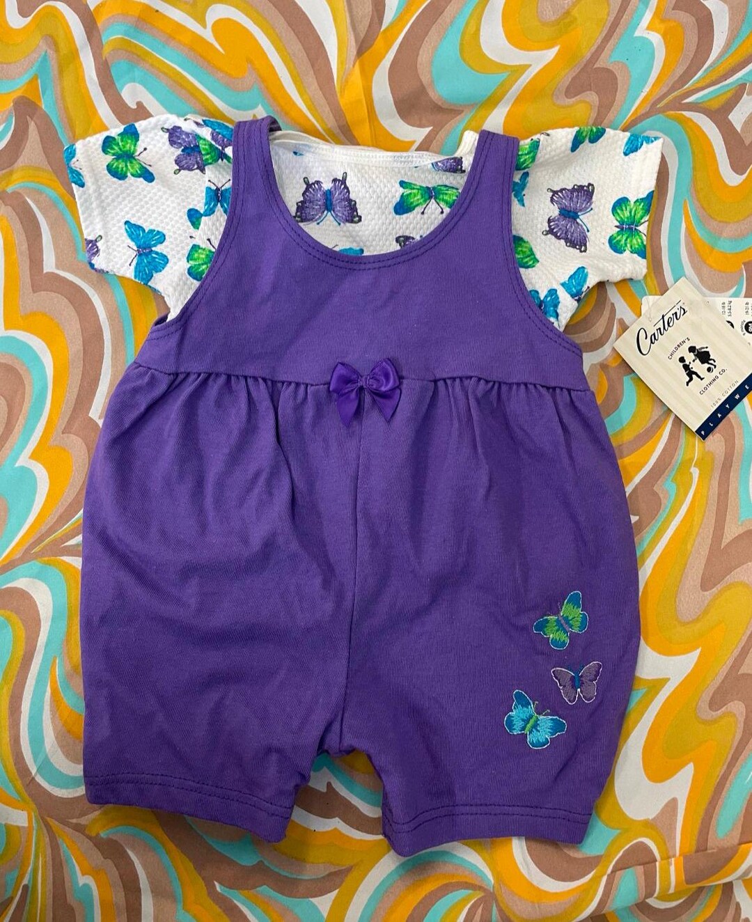 Vtg 90s PURPLE BUTTERFLY OVERALLS // Vintage New With Tags 2 Piece 3-6 ...