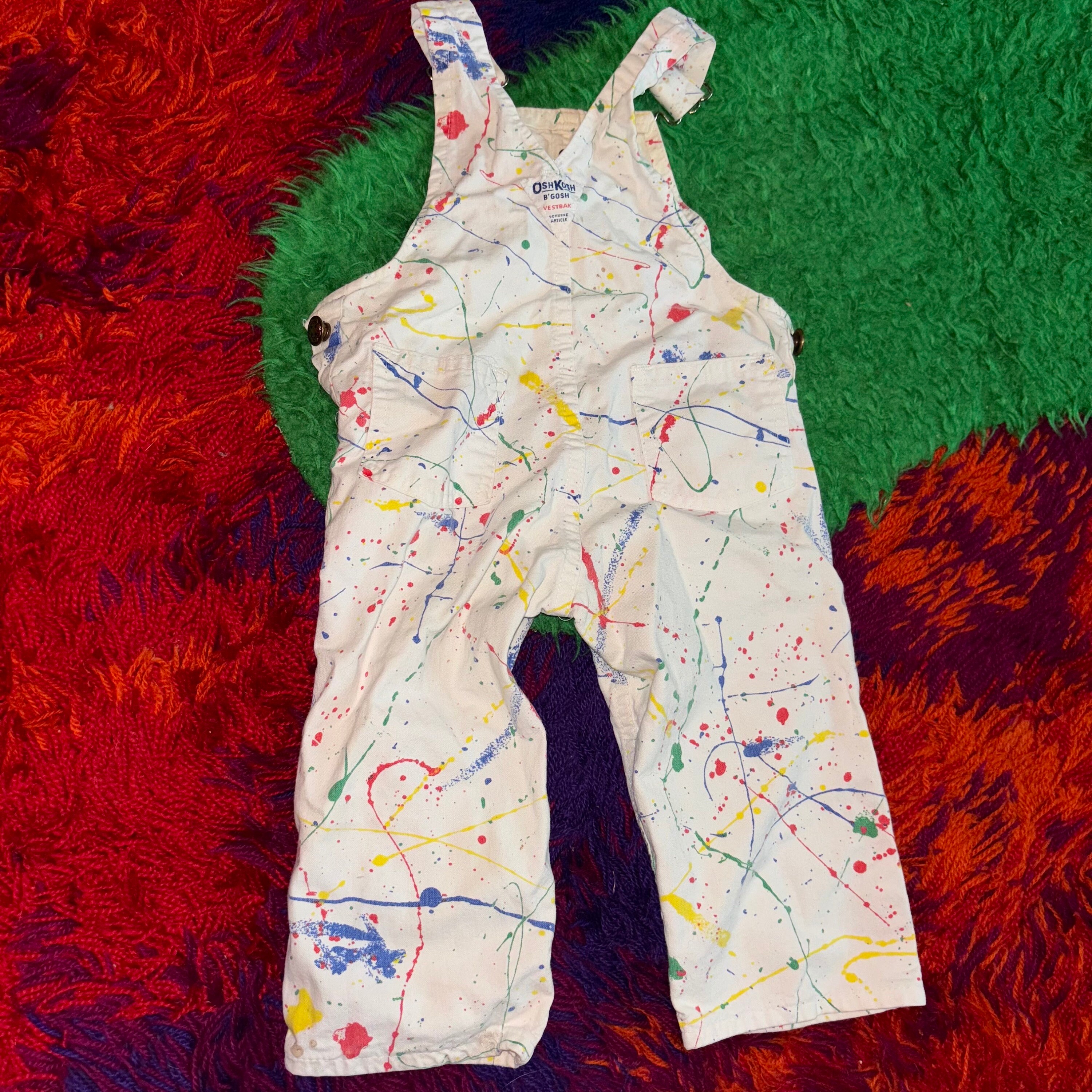 Vtg 80s OSHKOSH B'gosh PAINT SPLATTER Overalls // Vintage Size 2T Made ...