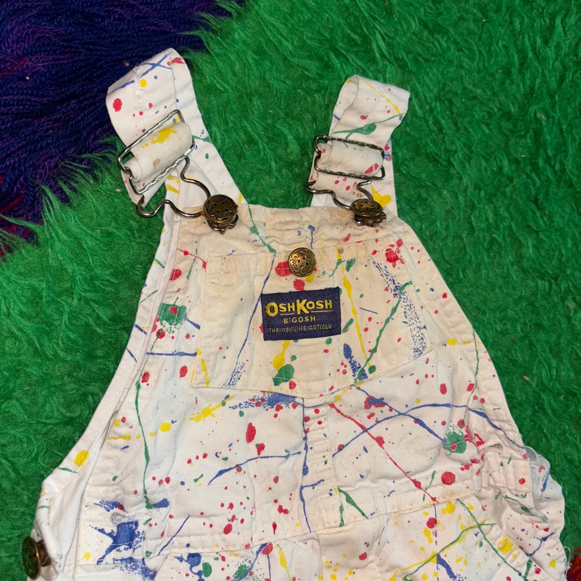Vtg 80s OSHKOSH B'gosh PAINT SPLATTER Overalls // Vintage Size 2T Made ...