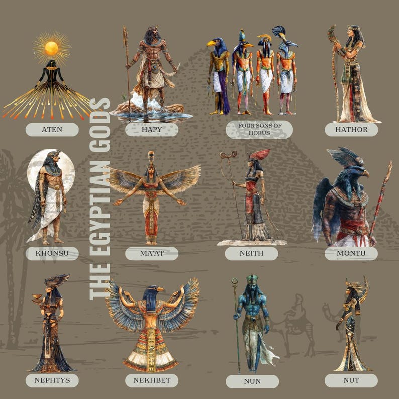 Watercolor Egyptian Gods Clipart: Ancient Egypt PNG (35 Images) - Etsy