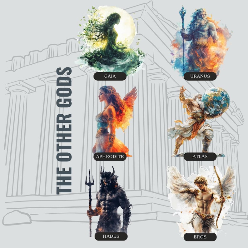 Greek Mythology Clipart: Gods, Goddesses, Family Tree (PNG) - Etsy