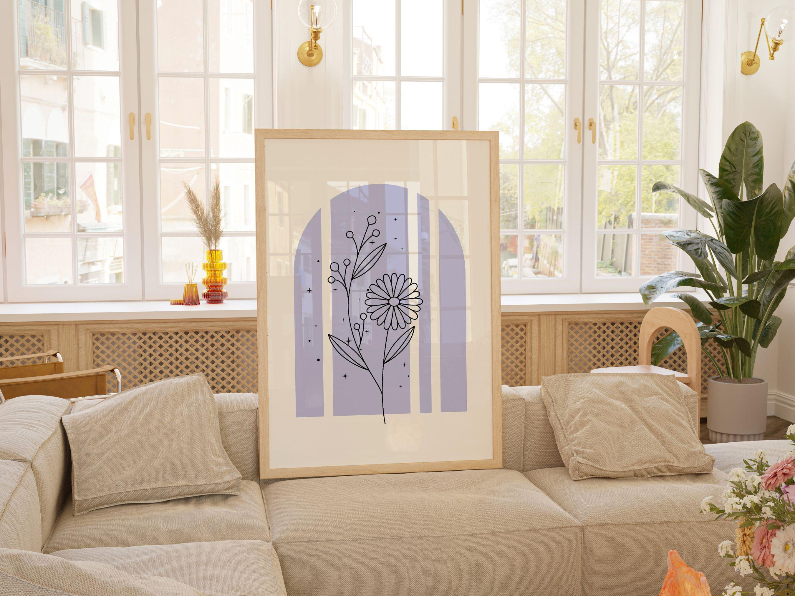 Soft Lavender Wall Art for Apartment Warming Gift, Boho Aesthetics Wall ...