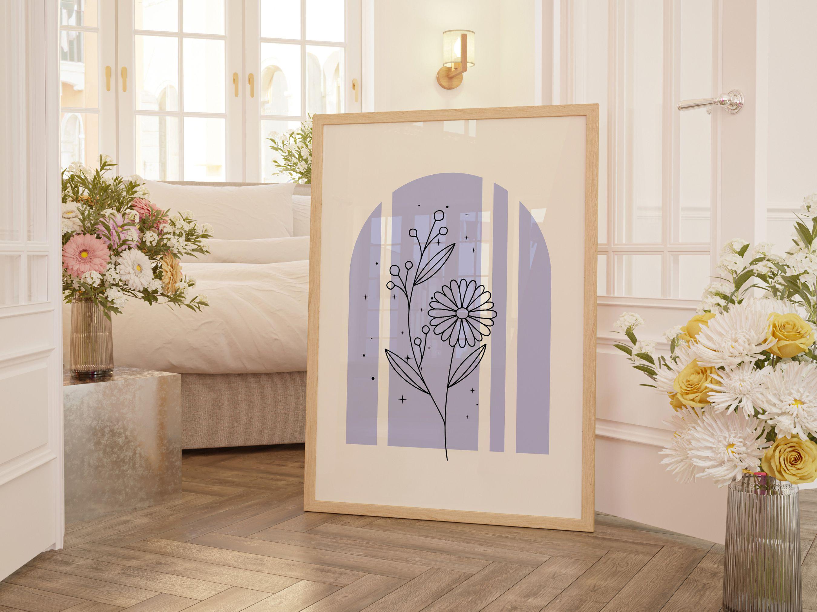 Soft Lavender Wall Art for Apartment Warming Gift, Boho Aesthetics Wall ...