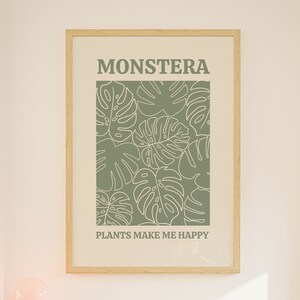 Variegated Monstera Poster Digital Print, Olive Green Wall Art for ...