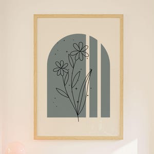 Navy Floral Print, Navy Flower Wall Art, Boho Aesthetics Wall Art for ...