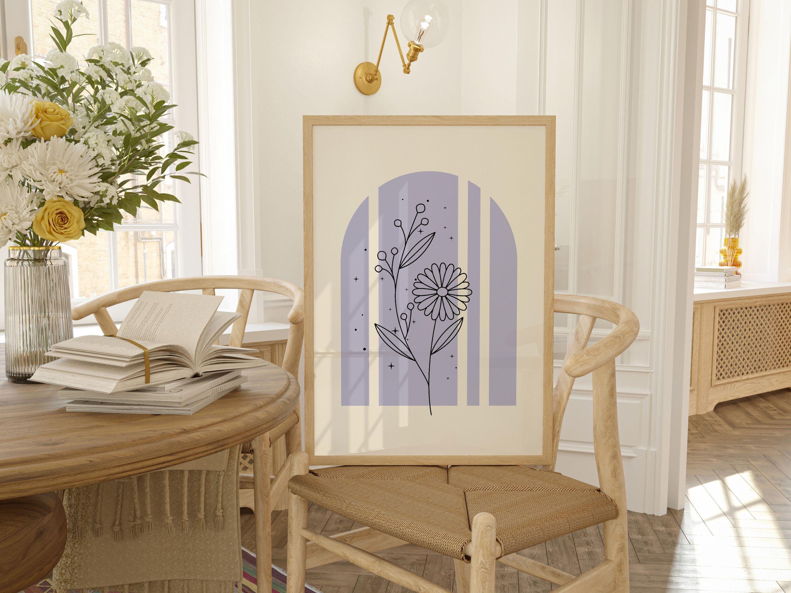 Soft Lavender Wall Art for Apartment Warming Gift, Boho Aesthetics Wall ...