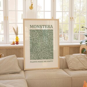 Variegated Monstera Poster Digital Print, Olive Green Wall Art for ...