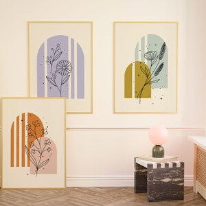4pcs Wall Art, Pastel Art 4pcs Poster, Boho Aesthetics Wall Art, 4 ...