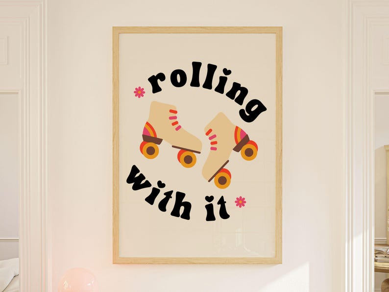 Printable Roller Skates Print, Rollerskating Digital Print, Spunky ...