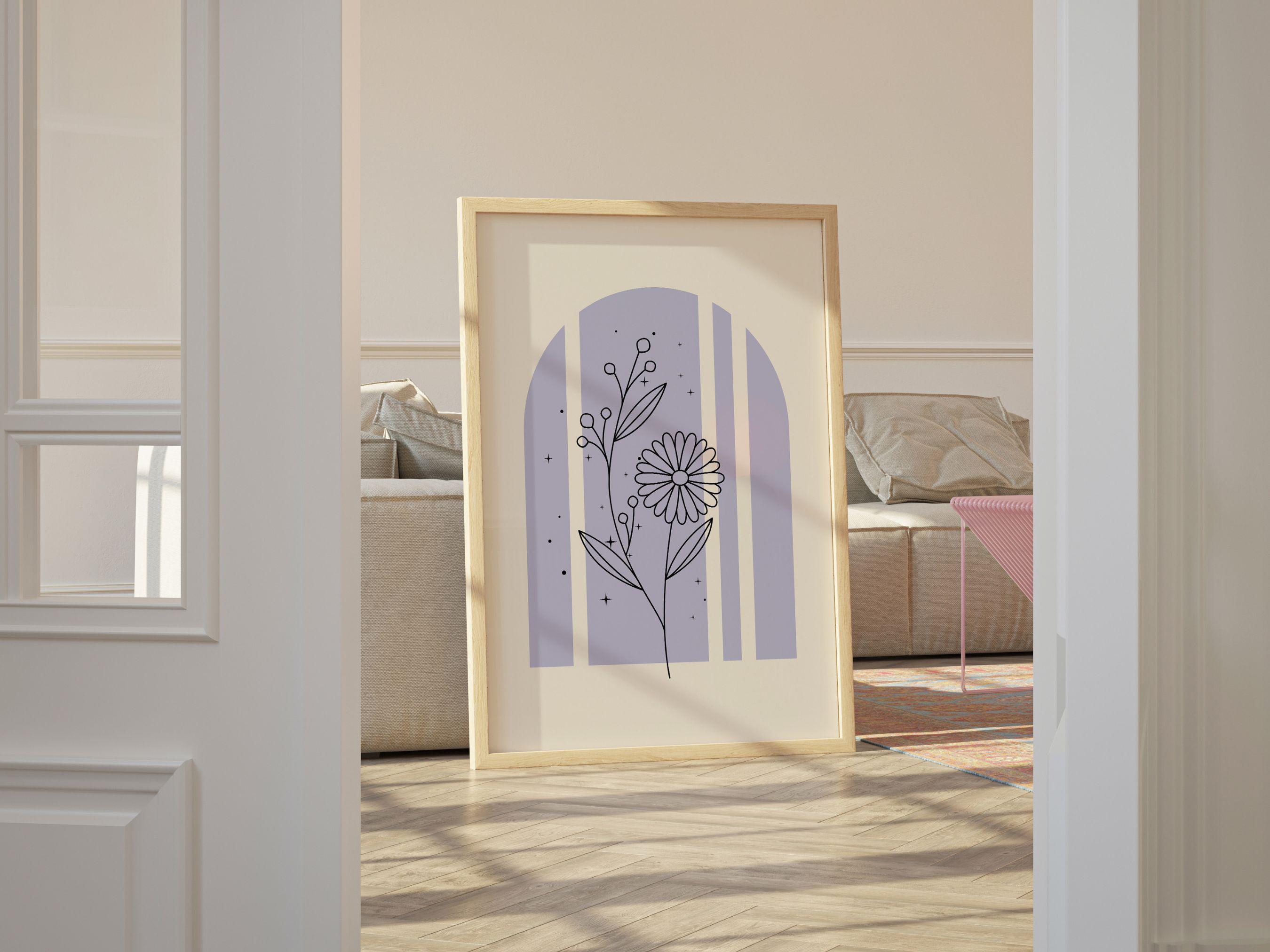 Soft Lavender Wall Art for Apartment Warming Gift, Boho Aesthetics Wall ...