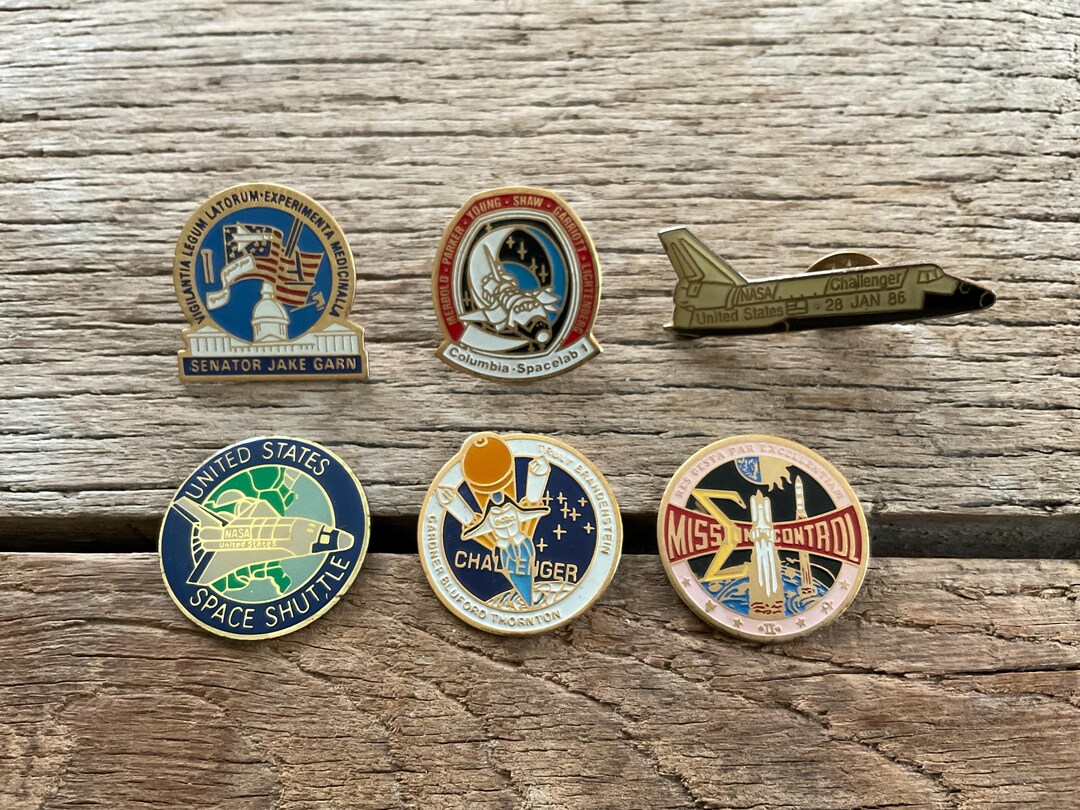 6 NASA Space Shuttle Vintage Pins Challenger Columbia Jake Garn ...