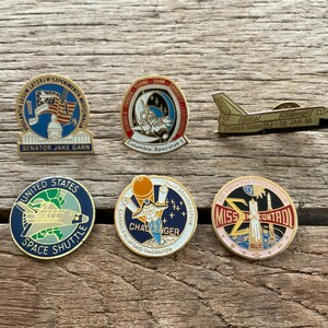 6 NASA Space Shuttle Vintage Pins Challenger Columbia Jake Garn ...