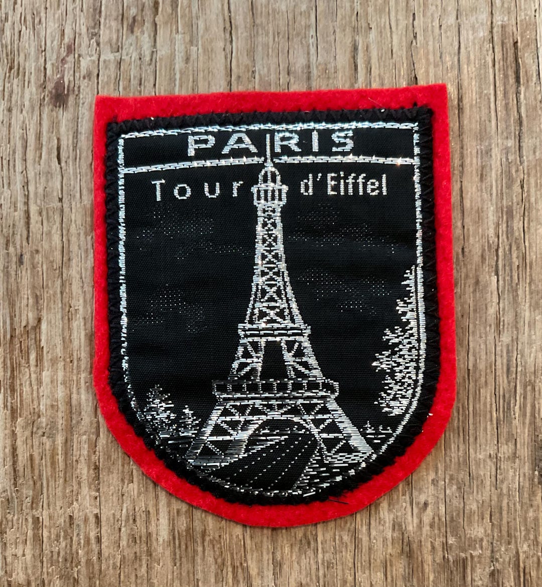 Eiffel Tower Paris Rare Night Scene Silver Thread Vintage Travel Patch ...