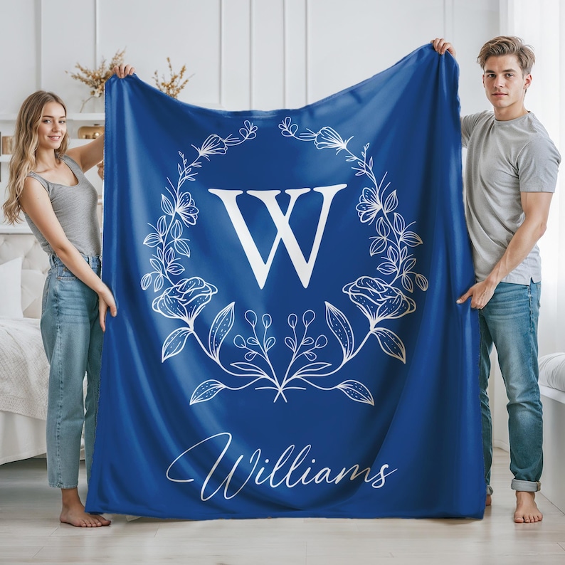 Mothers Day Gift, Personalized Family Name Blanket, Last Name Initials ...
