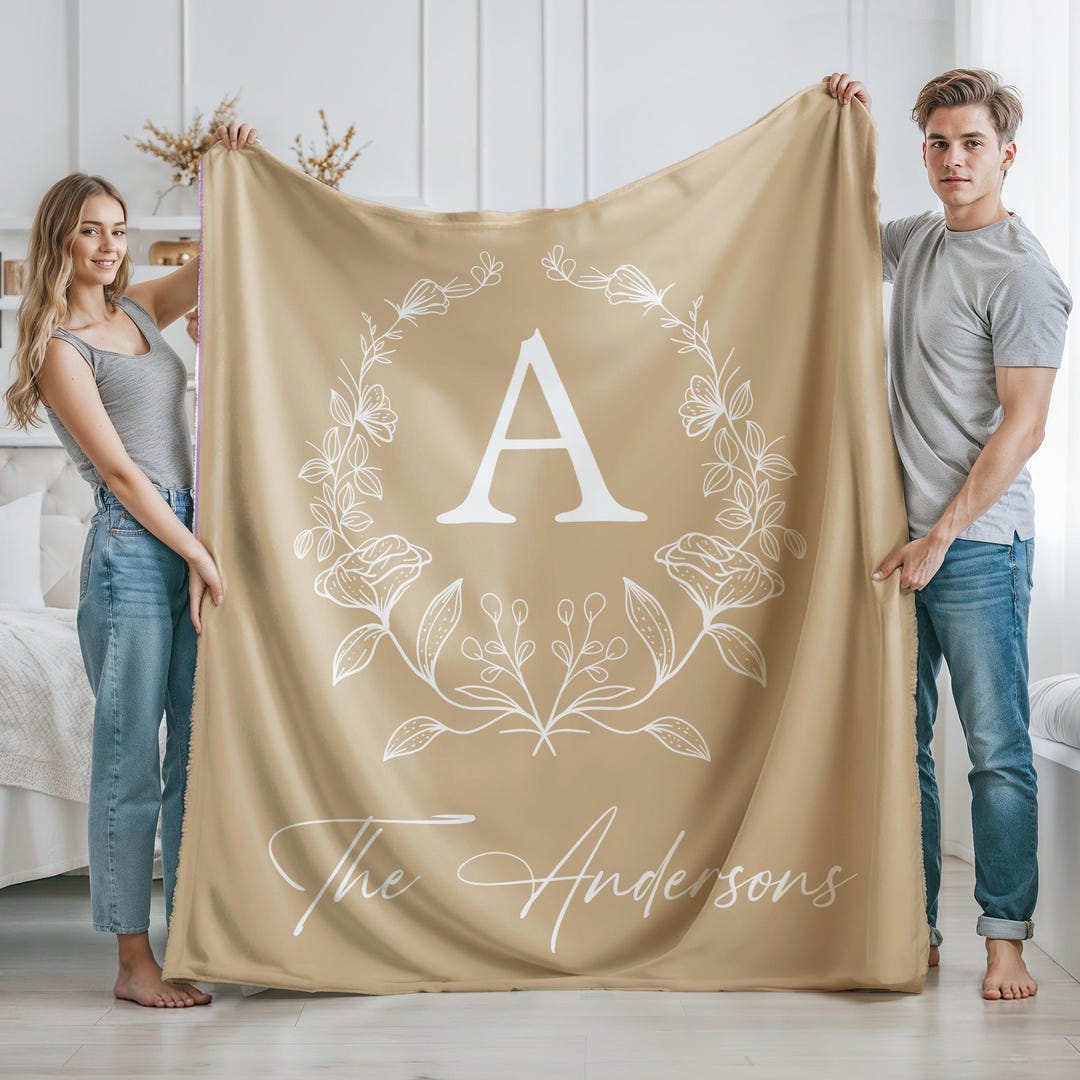 Mothers Day Gift, Personalized Family Name Blanket, Last Name Initials ...